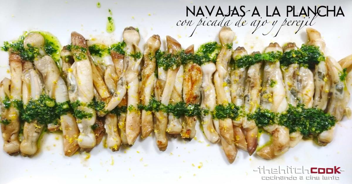 Navajas a la plancha con picada de ajo y perejil (aperitivos marinos ...